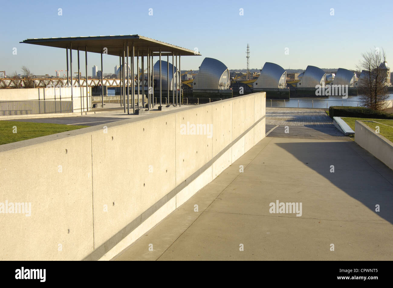Waterfront at Thames Barrier Park in London, England Stock Photo - Alamy