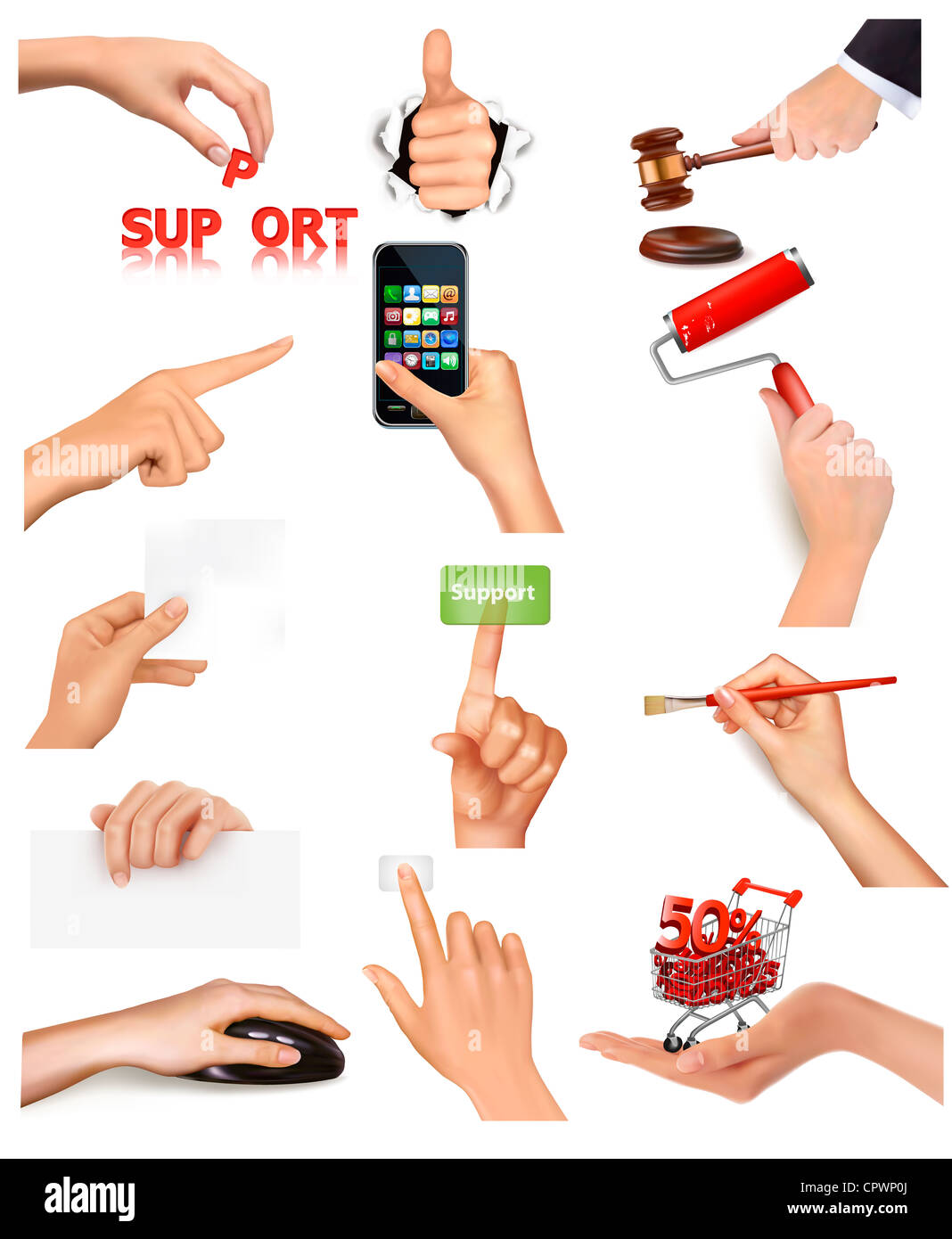 Set of hands performing different actions Stock Photo - Alamy