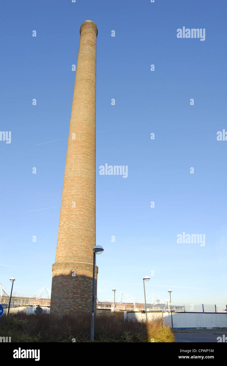 Chimney tower near Royal Victoria and Pontoon Docks in London, England ...