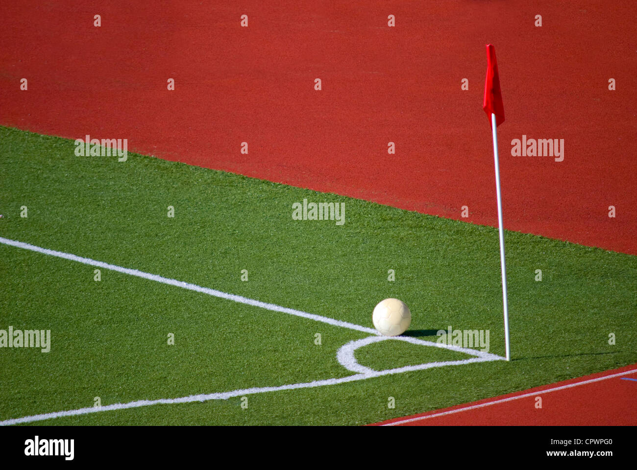 Ball in corner position in soccer game Stock Photo - Alamy