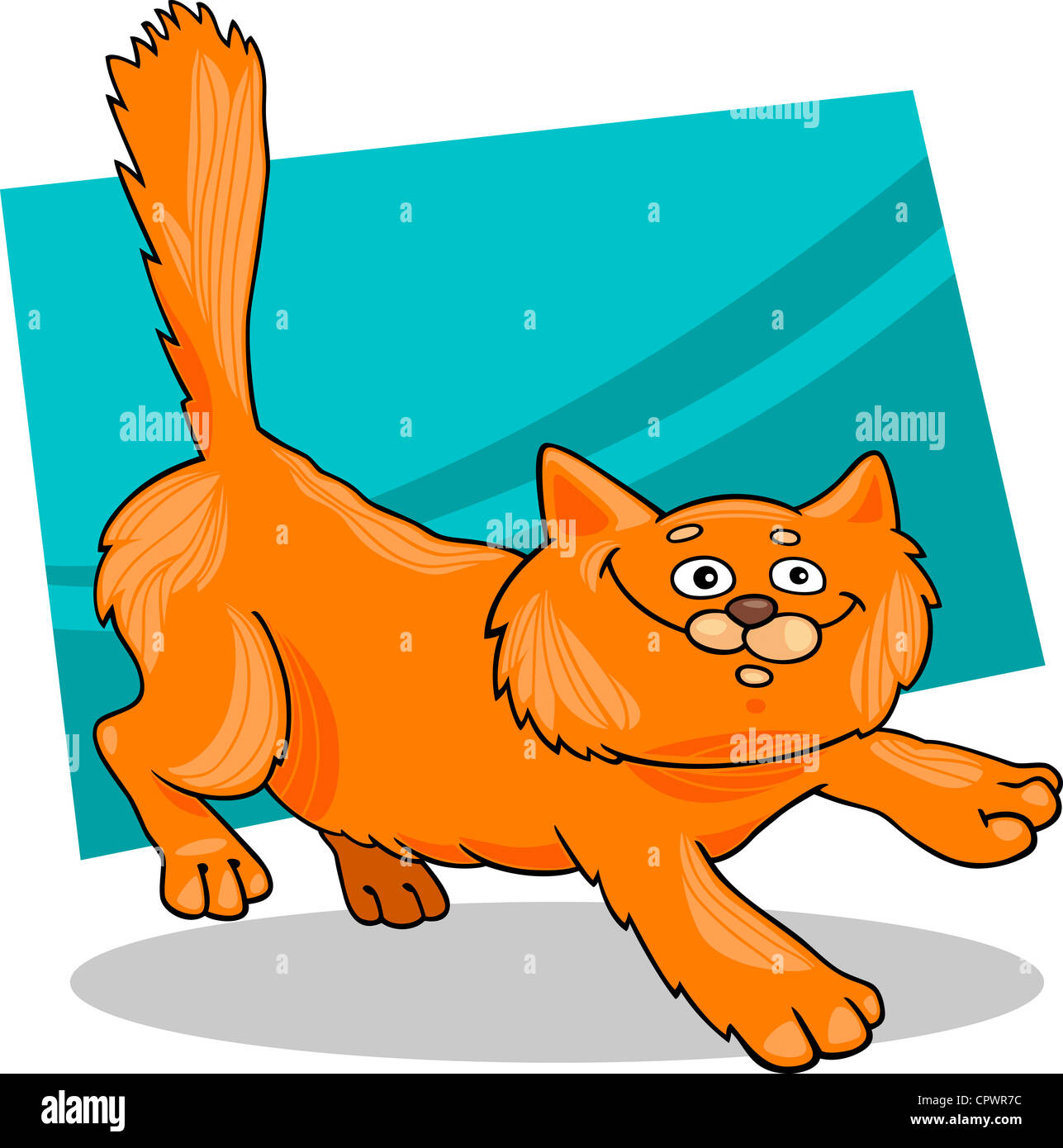 cartoon illustration of running red fluffy cat Stock Photo - Alamy