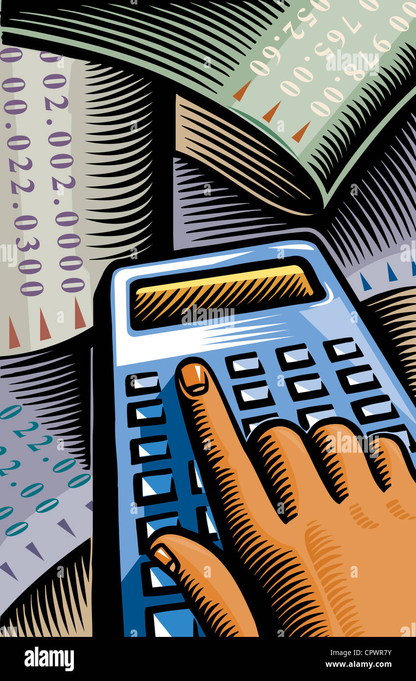 A hand using a calculator Stock Photo - Alamy