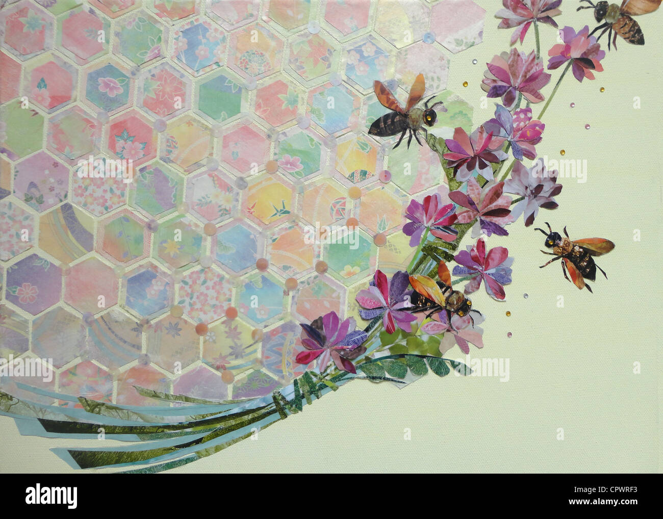 A flower and honeycomb collage Stock Photo - Alamy