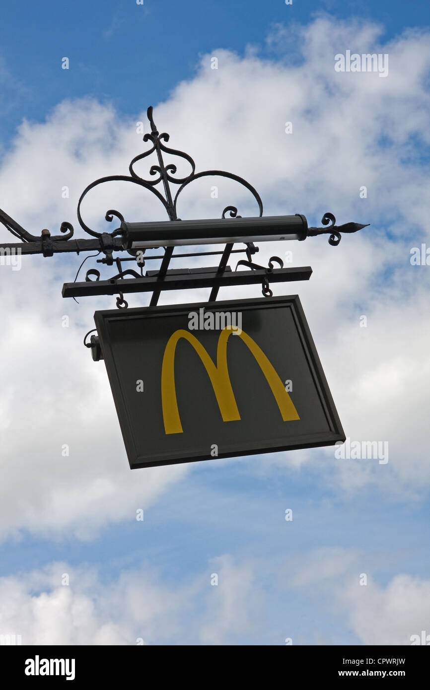 Sign outside Macdonalds fast food outlet Stock Photo - Alamy