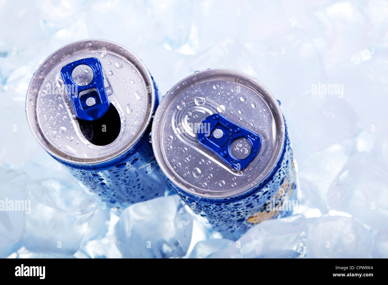 Energy drink in ice! Top view Stock Photo - Alamy