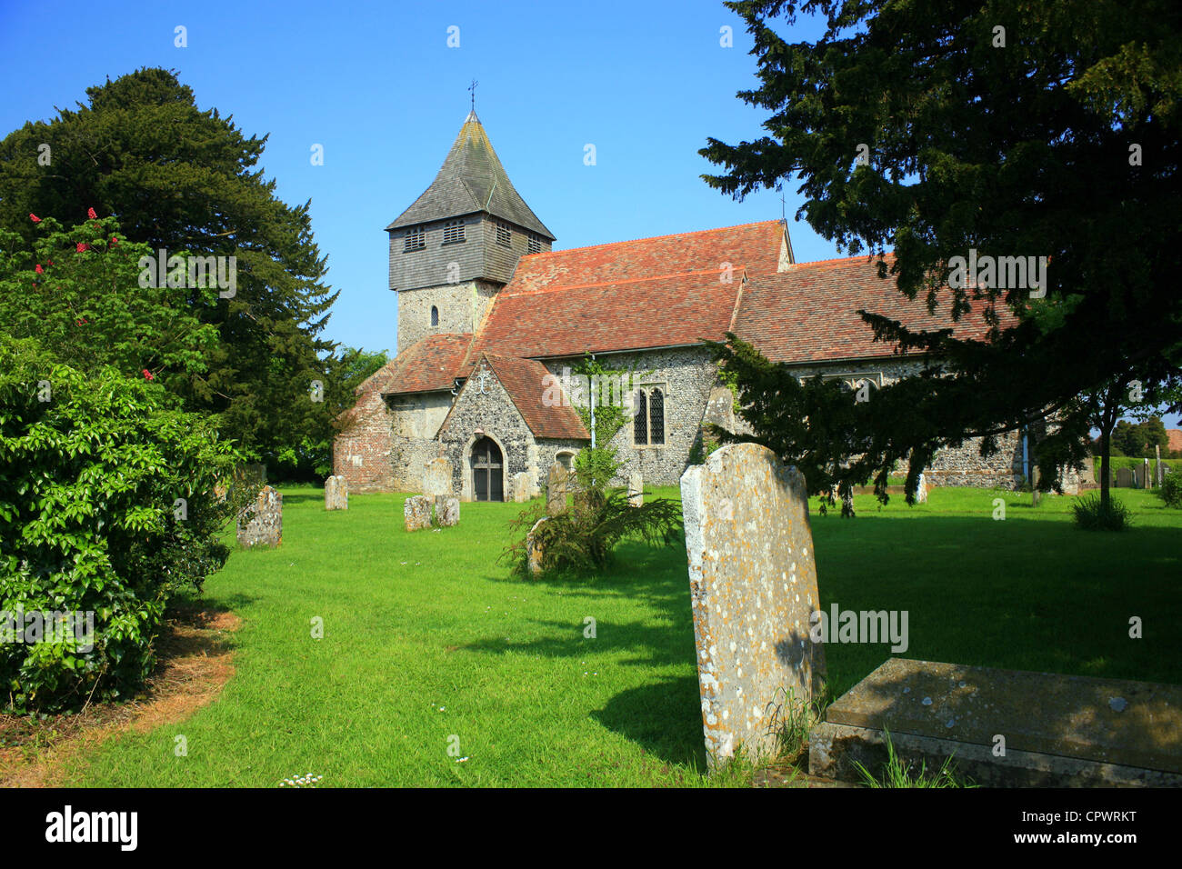 St James the Great church, Elmsted, North Downs, Ashford, Kent, England ...