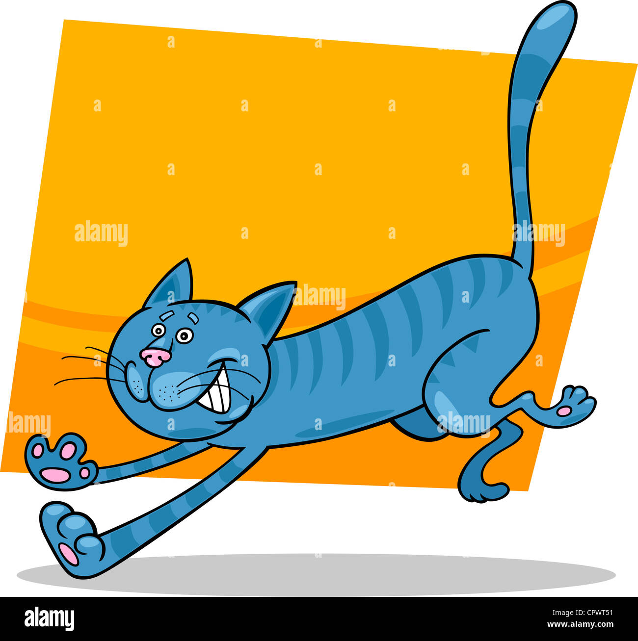 cartoon illustration of running blue tabby cat Stock Photo - Alamy