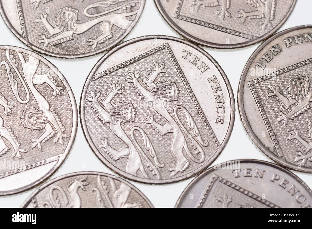 UK 10p coins Stock Photo - Alamy