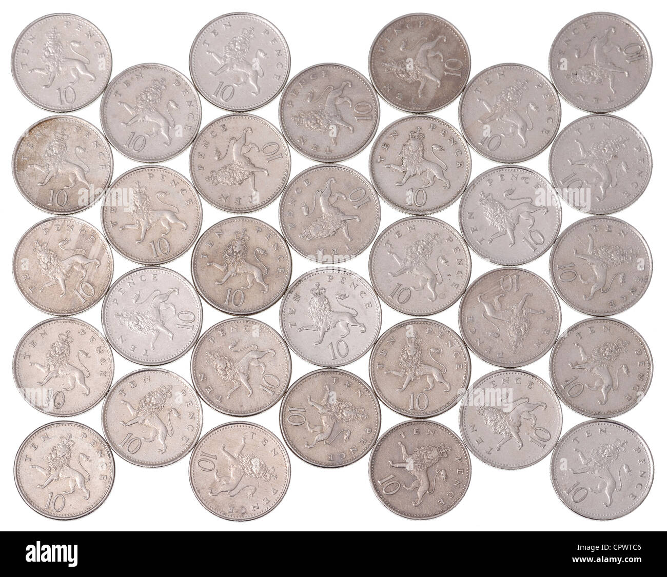 UK 10p coins Stock Photo - Alamy
