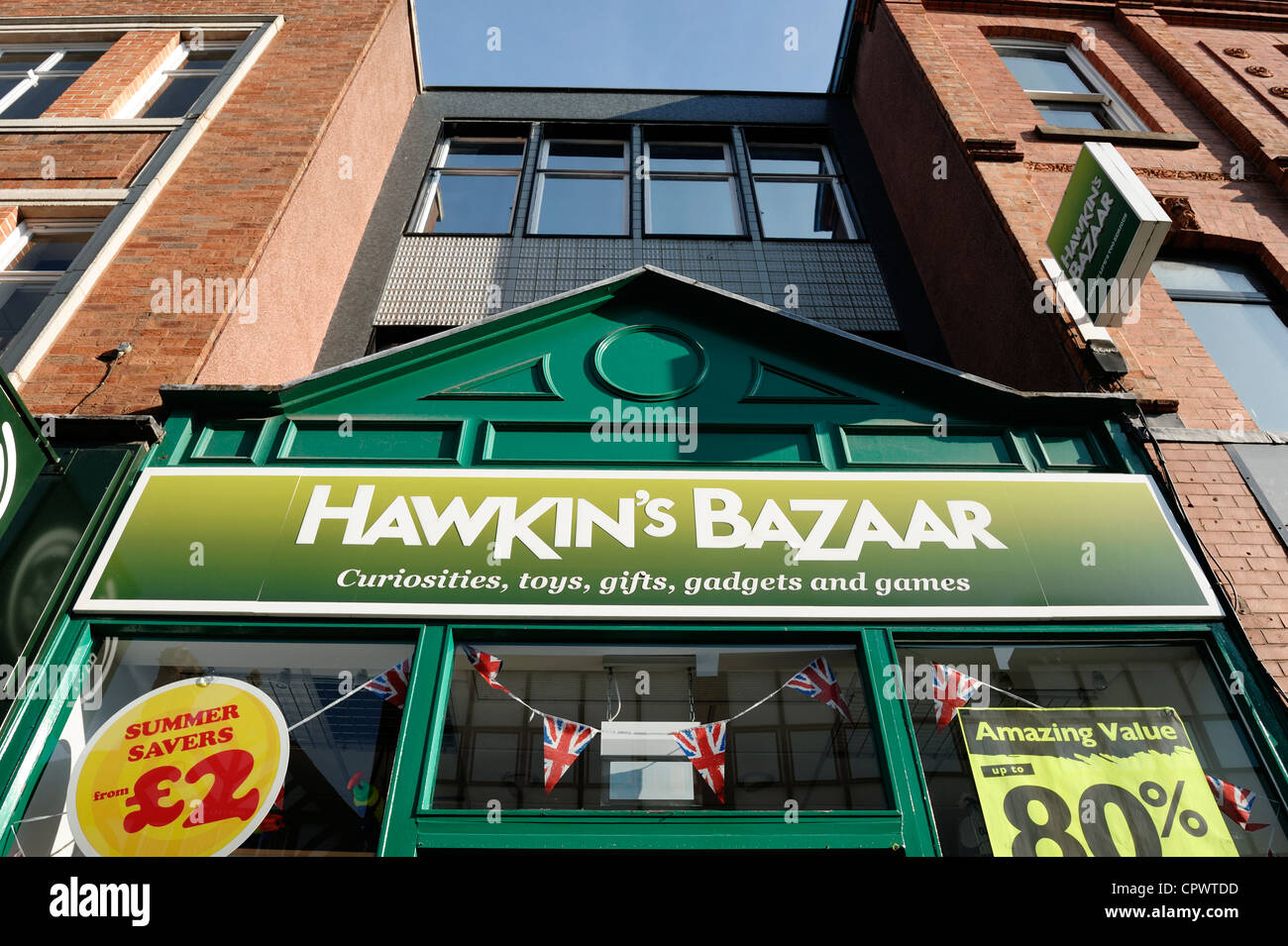 Hawkins Bazaar shop front sign Stock Photo - Alamy