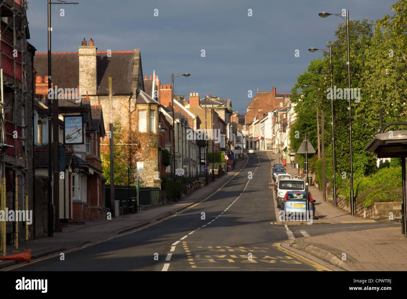 Vale Street in the town of Denbigh, Dinbych, in north Wales Stock Photo ...