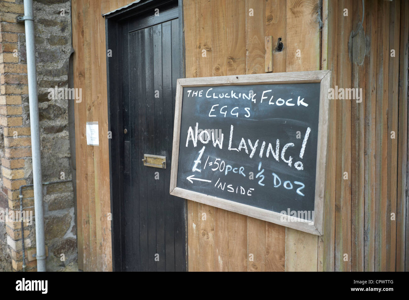 Eggs forsale at farm gate in the Teign Valley in Devon England Stock ...
