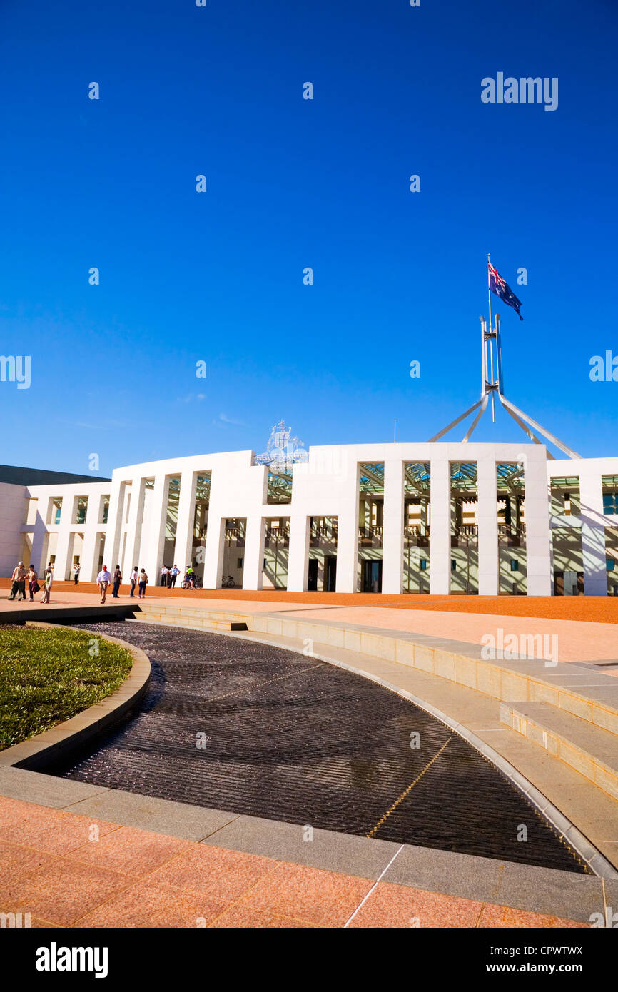 Parliament House, Canberra, Australia, with the Australian flag flying ...