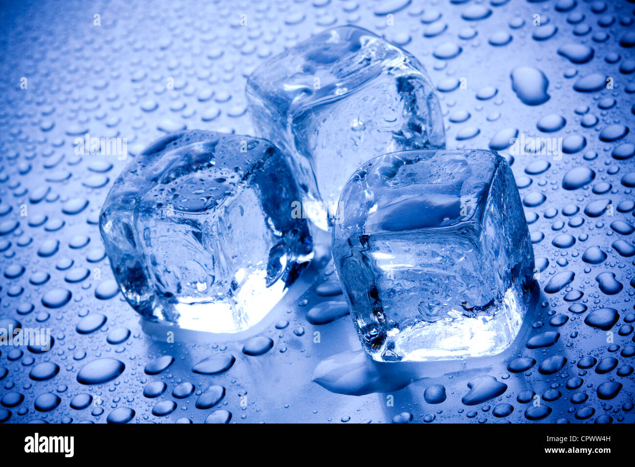 ice cubes in blue background Stock Photo - Alamy