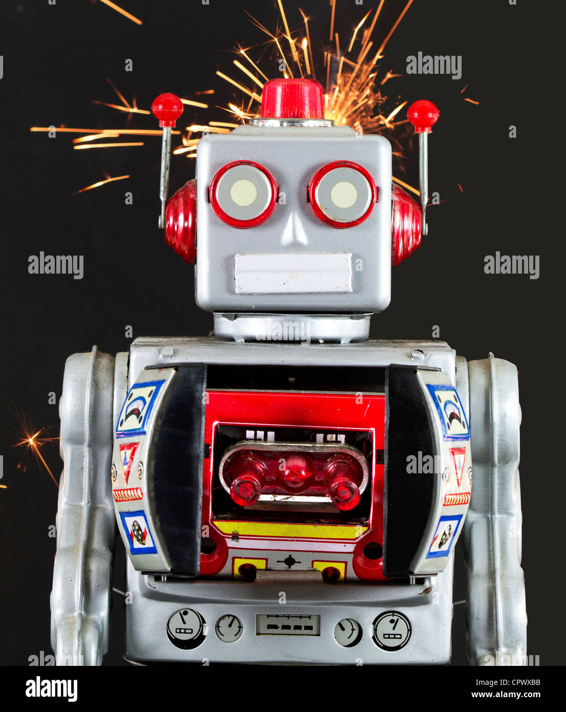 robot toy with sparks Stock Photo - Alamy