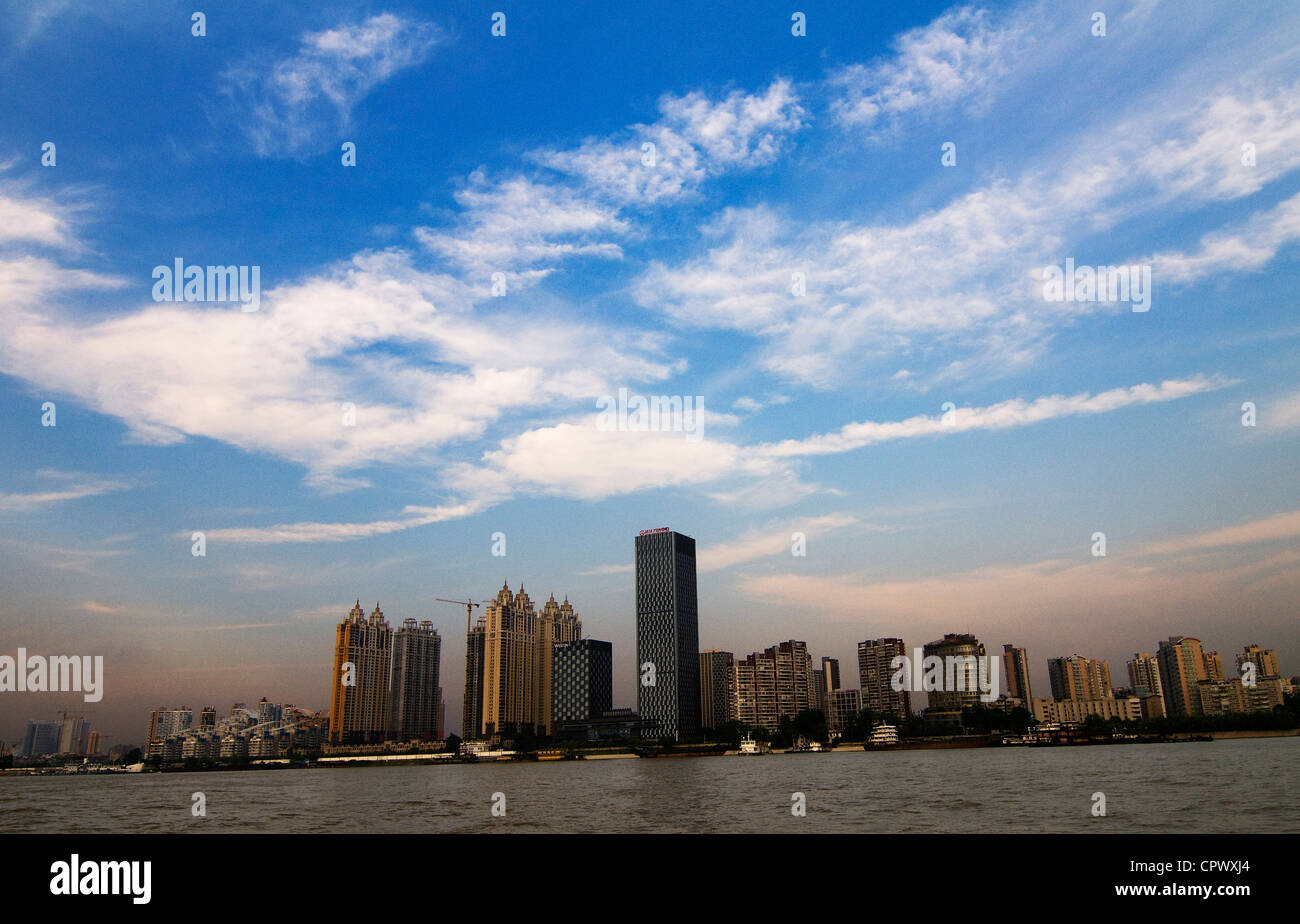 A view of modern parts of Wuhan as seen from the Yangtze river Stock ...