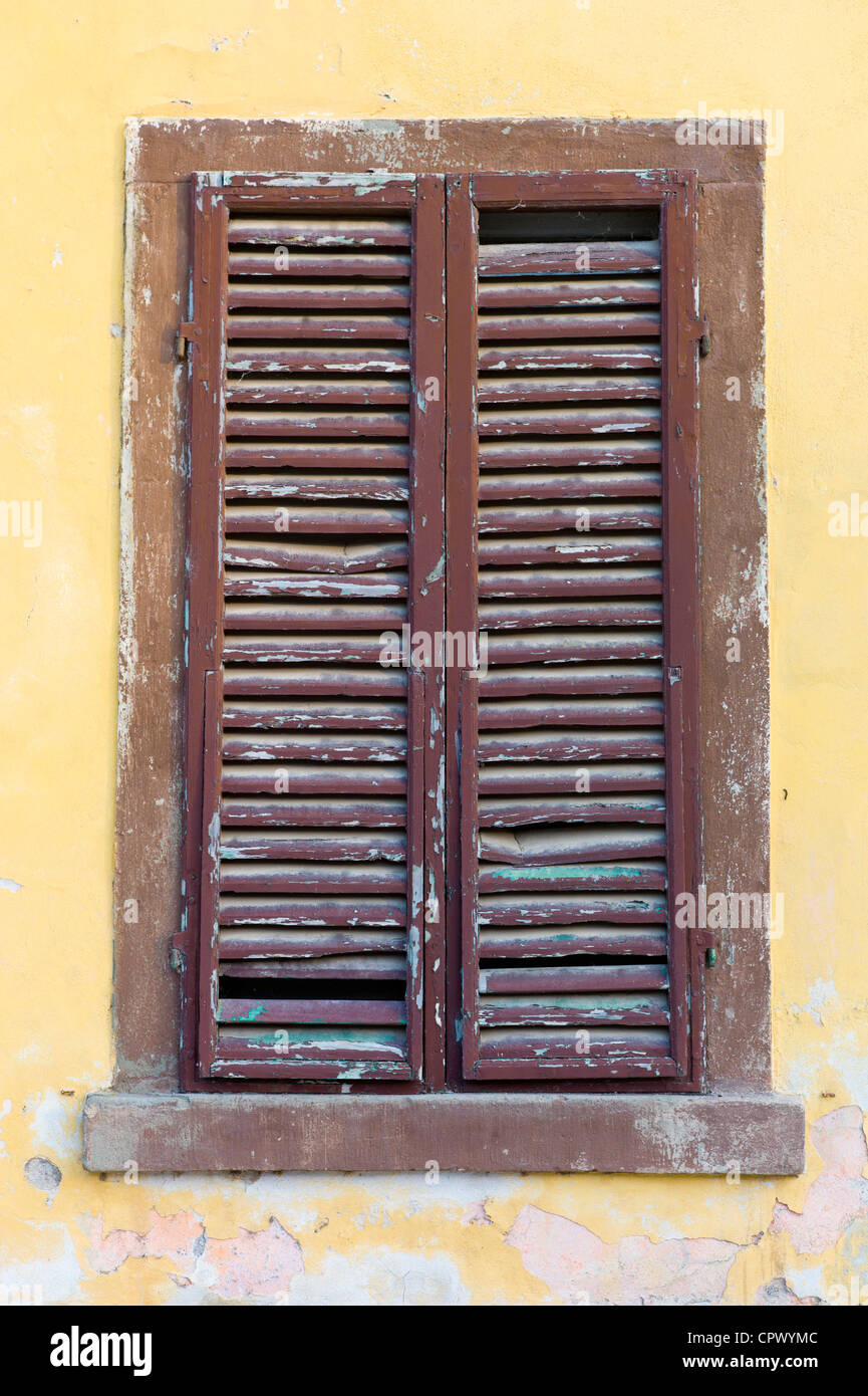 Traditional window shutters at Monte Amiata Station in Val D'Orcia ...