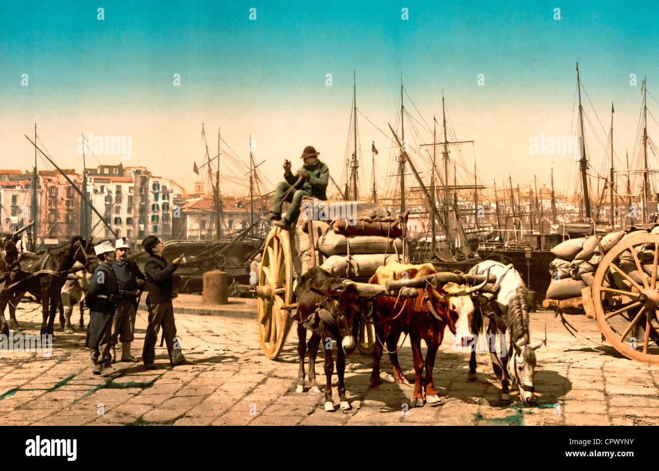 The wharf, Naples, Italy, circa 1900 Stock Photo - Alamy