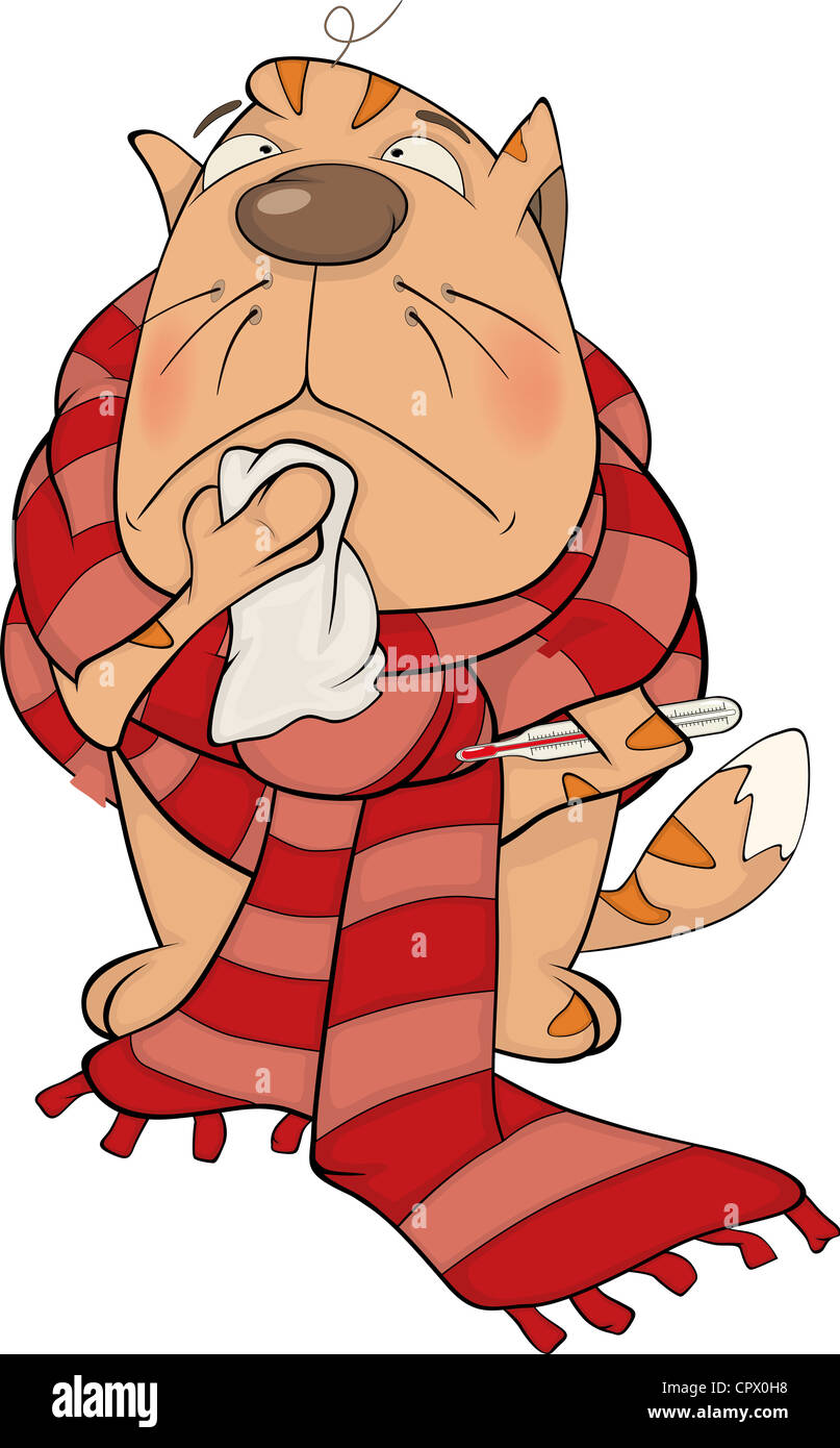Sick cat. Cartoon Stock Photo - Alamy