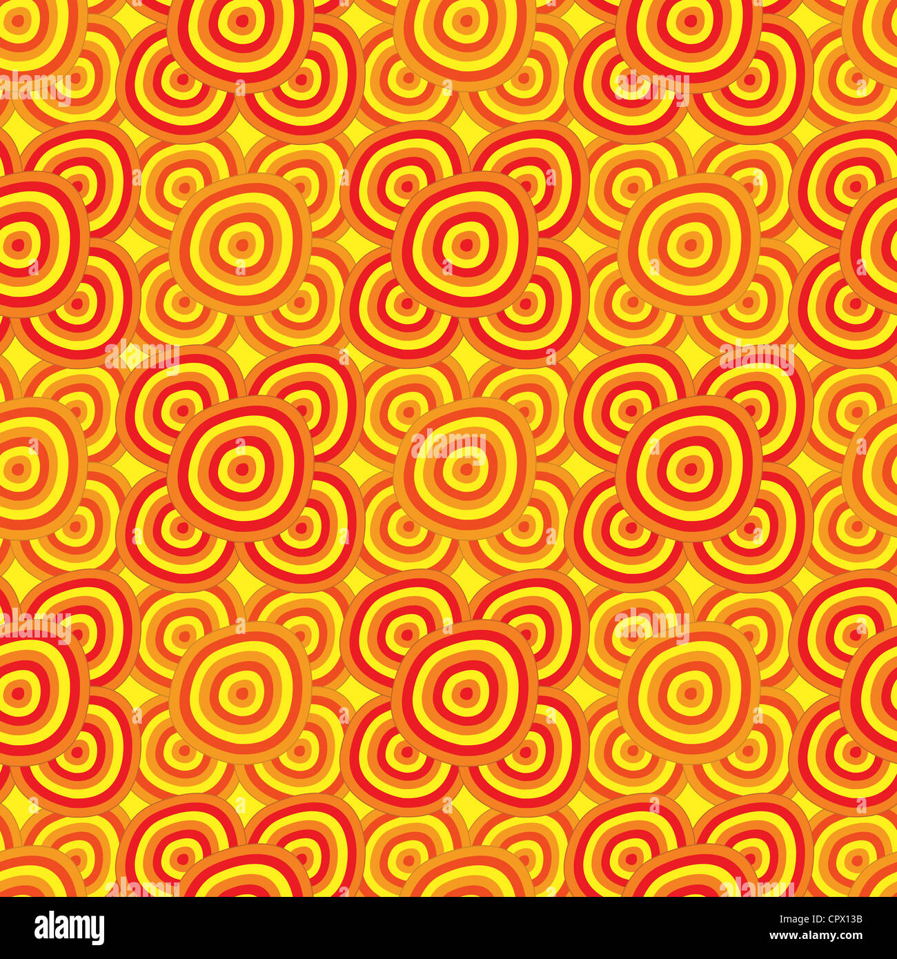 Seamless background - African motifs, circles in yellow orange and red ...