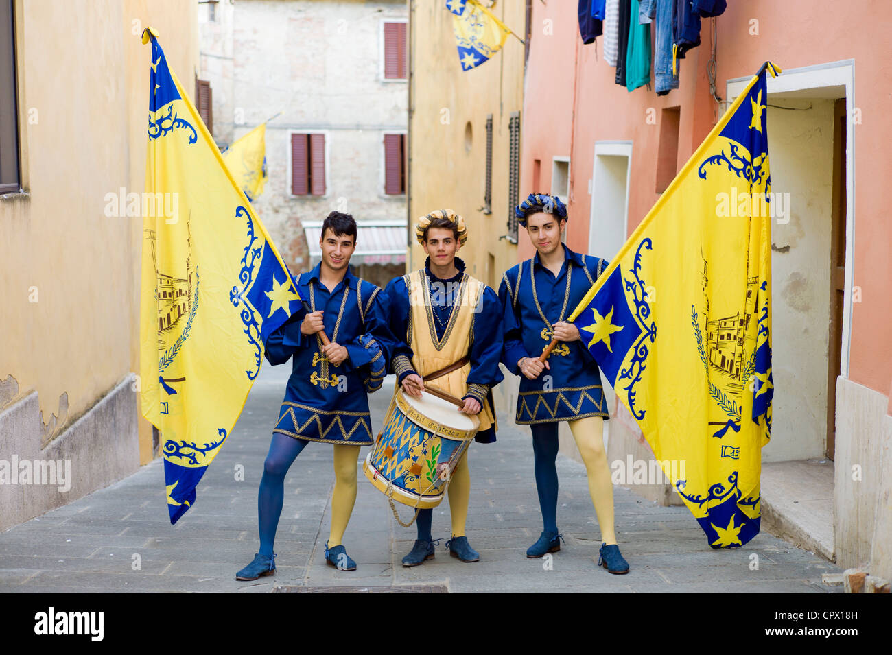 Members of the Corso Contrada in livery costumes for traditional parade ...