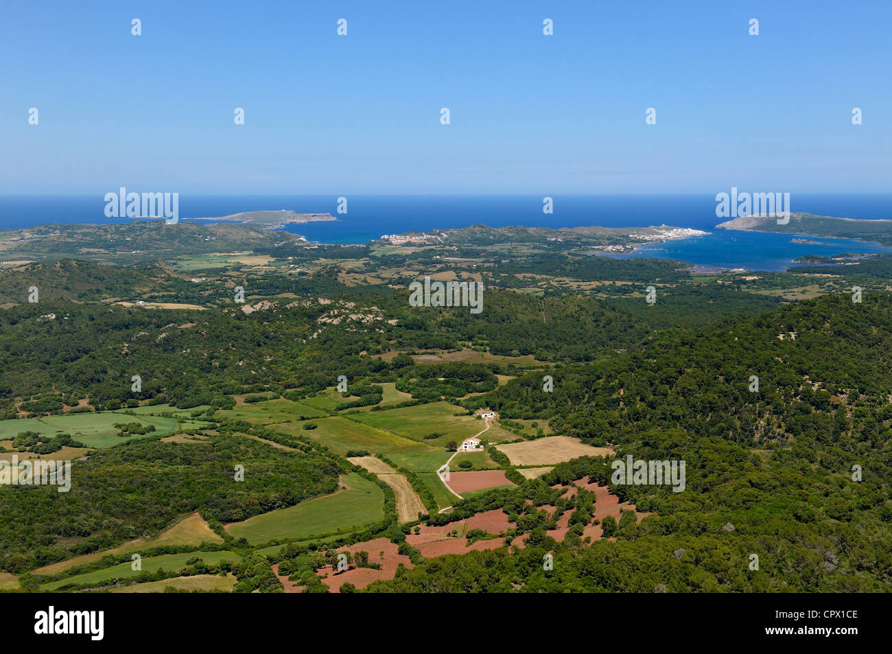 scenic view of the menorcan landscape as viewed from the highest point ...