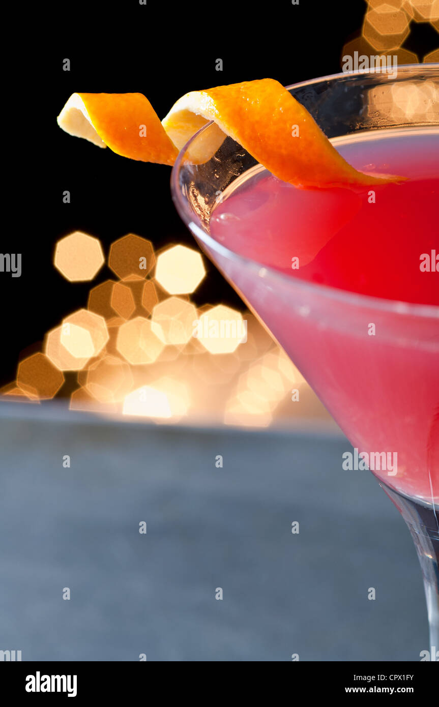 Cosmopolitan cocktail with twist of orange peel Stock Photo - Alamy