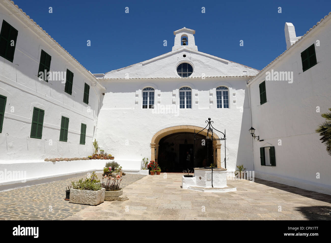 convent sanctuary courtyard at the summit of monte toro menorca spain ...