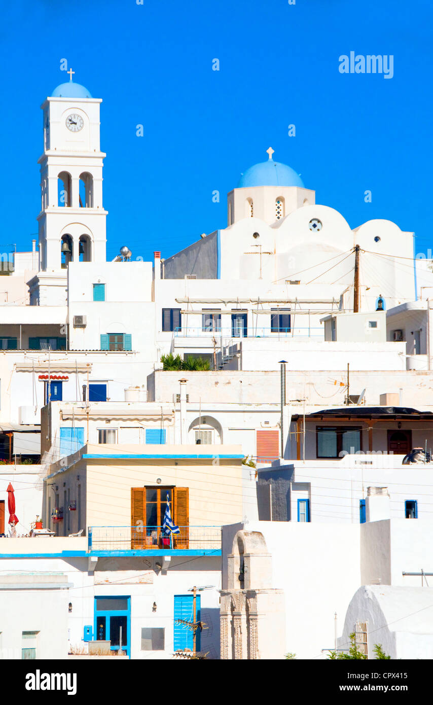Greek Island typical Cyclades architecture white buildings with blue ...