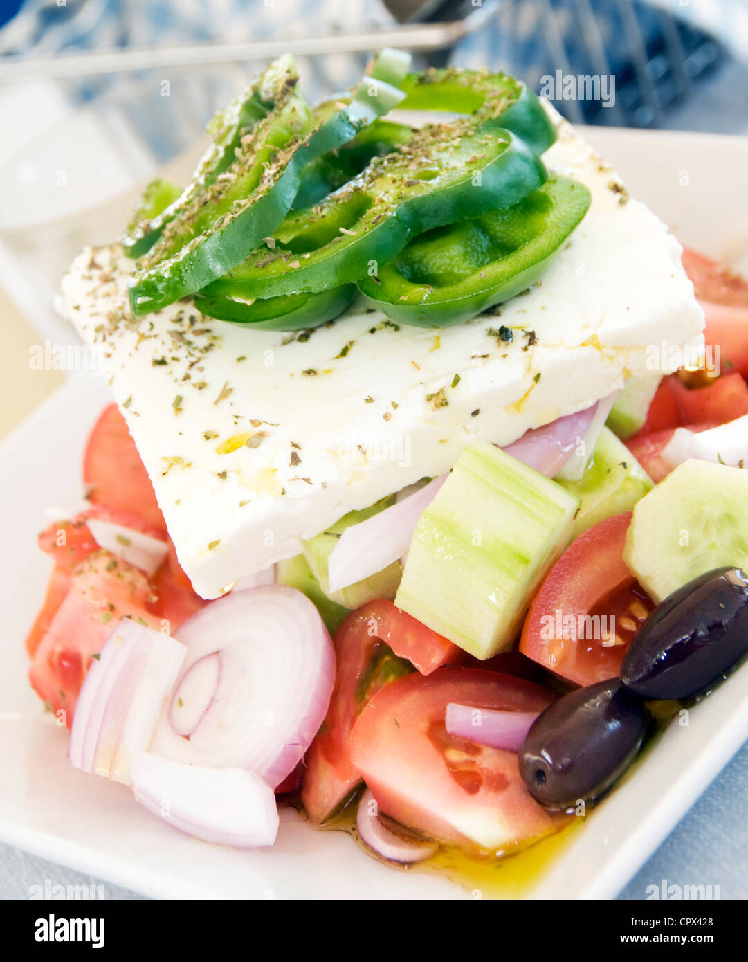 taverna Greek salad feta cheese as photographed in the Greek Islands ...