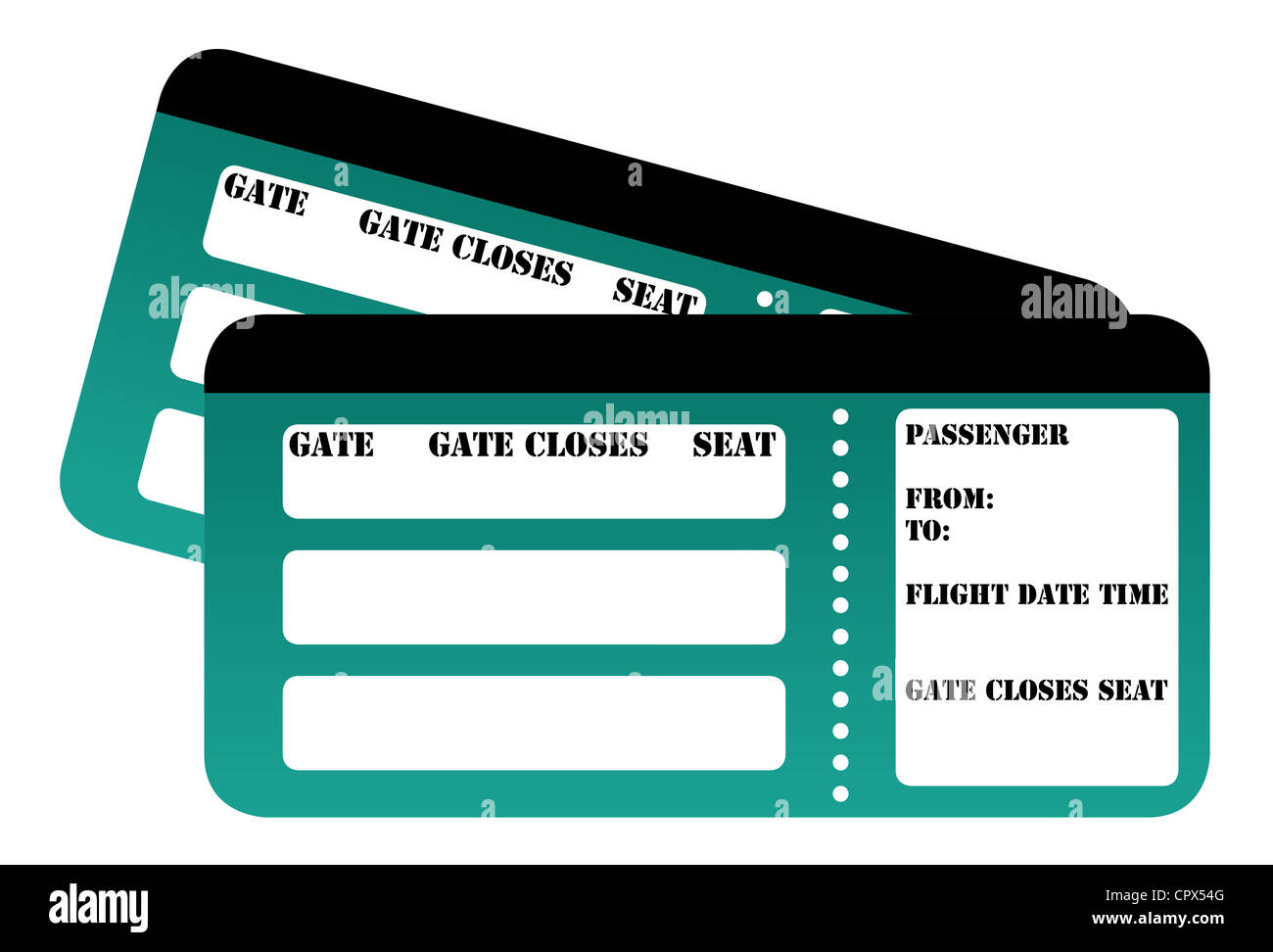 Blank boarding card passes isolated on white background Stock Photo - Alamy