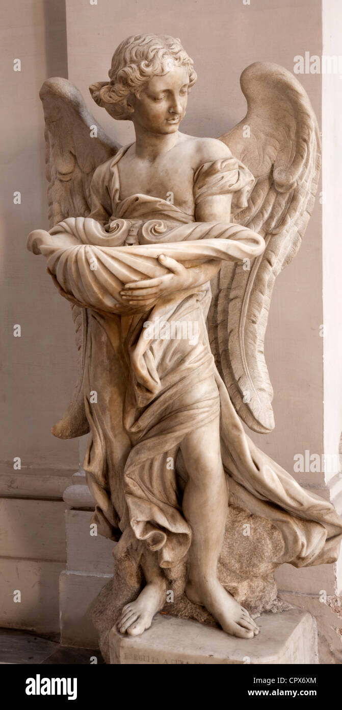 Rome - angel statue as the stoup from San Ignacio church Stock Photo ...