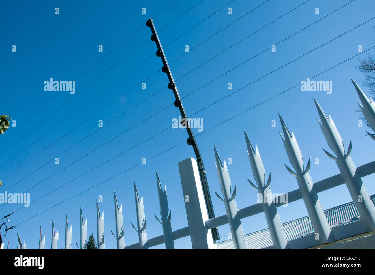 Closeup of electric fencing Stock Photo - Alamy