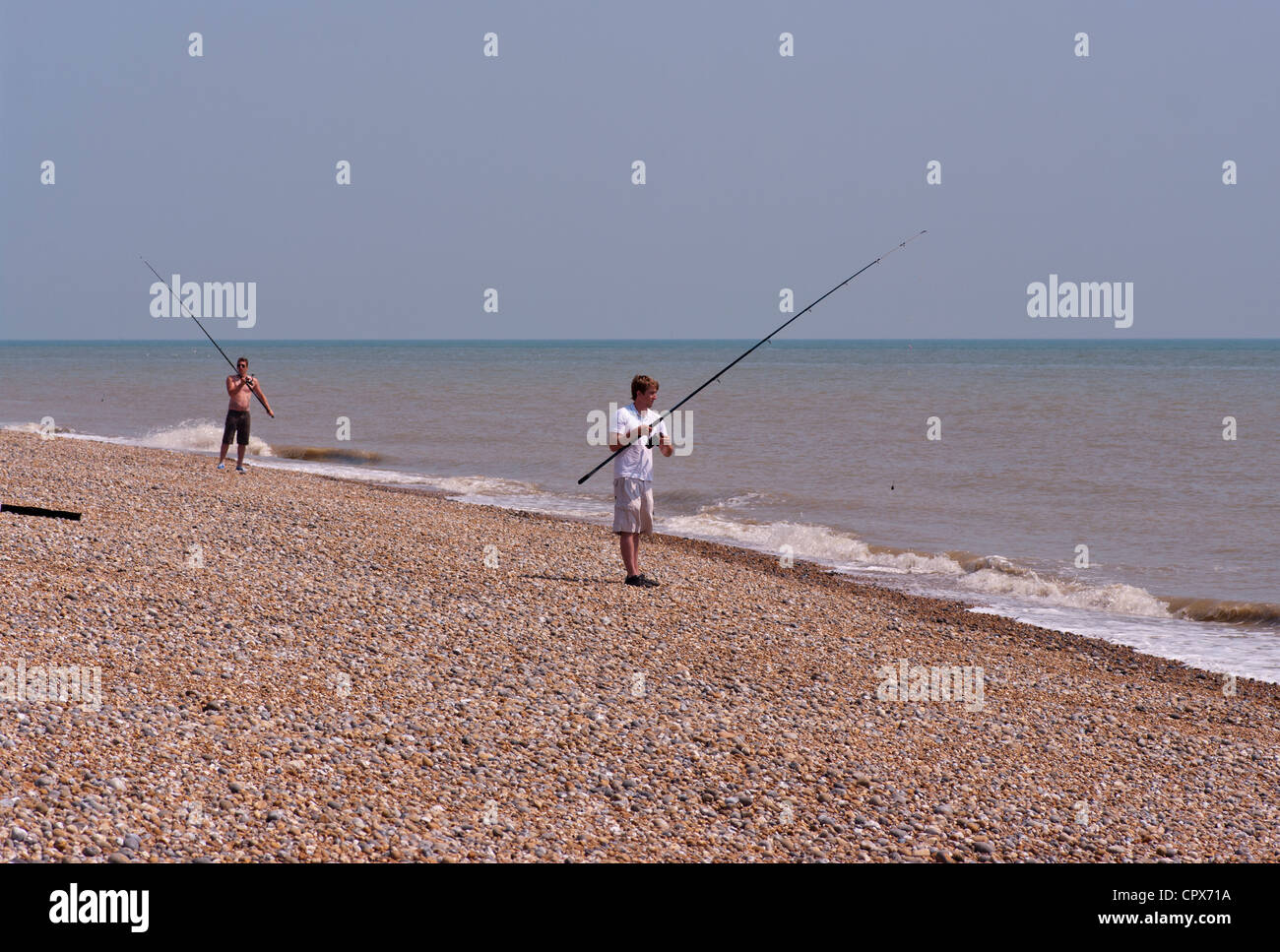 Sea Anglers People Fishing Dungeness Beach Kent UK Stock Photo - Alamy