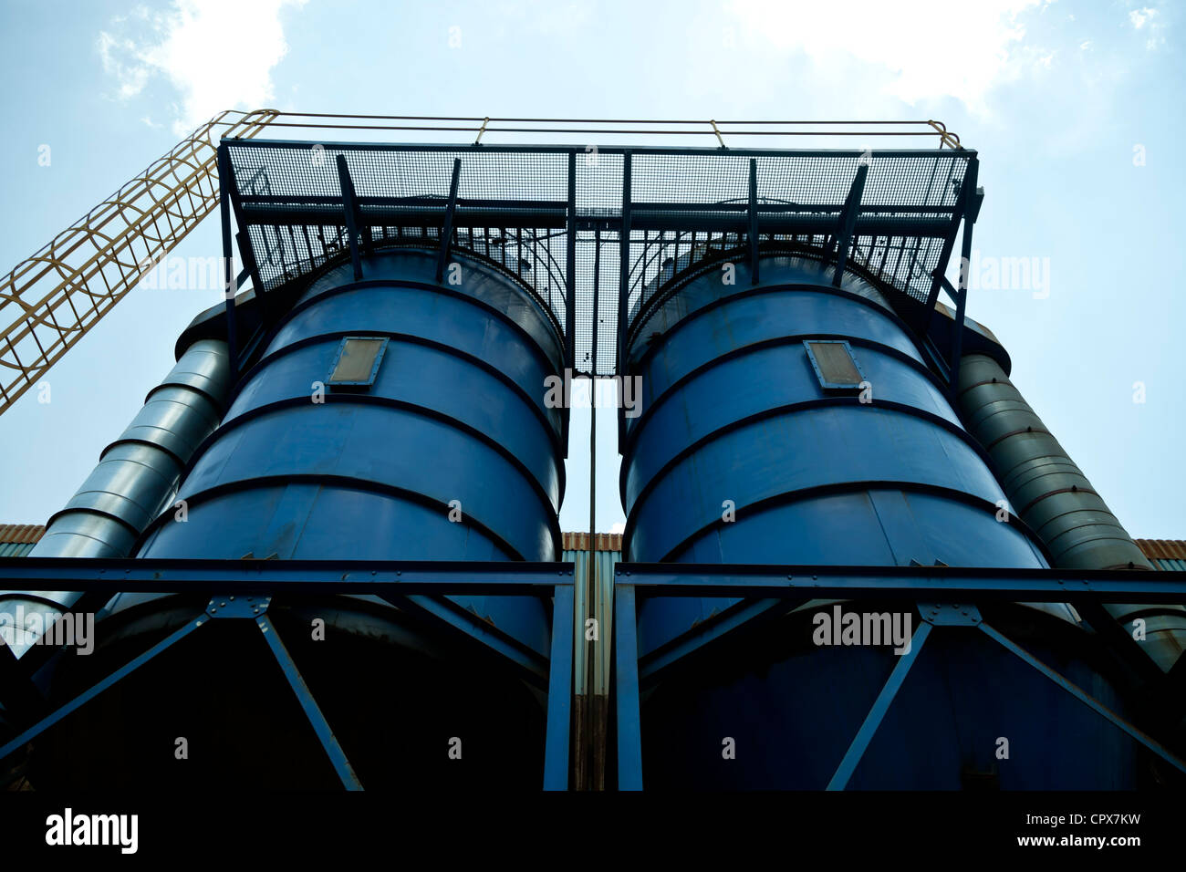 Shot of two cooling tower silos Stock Photo - Alamy