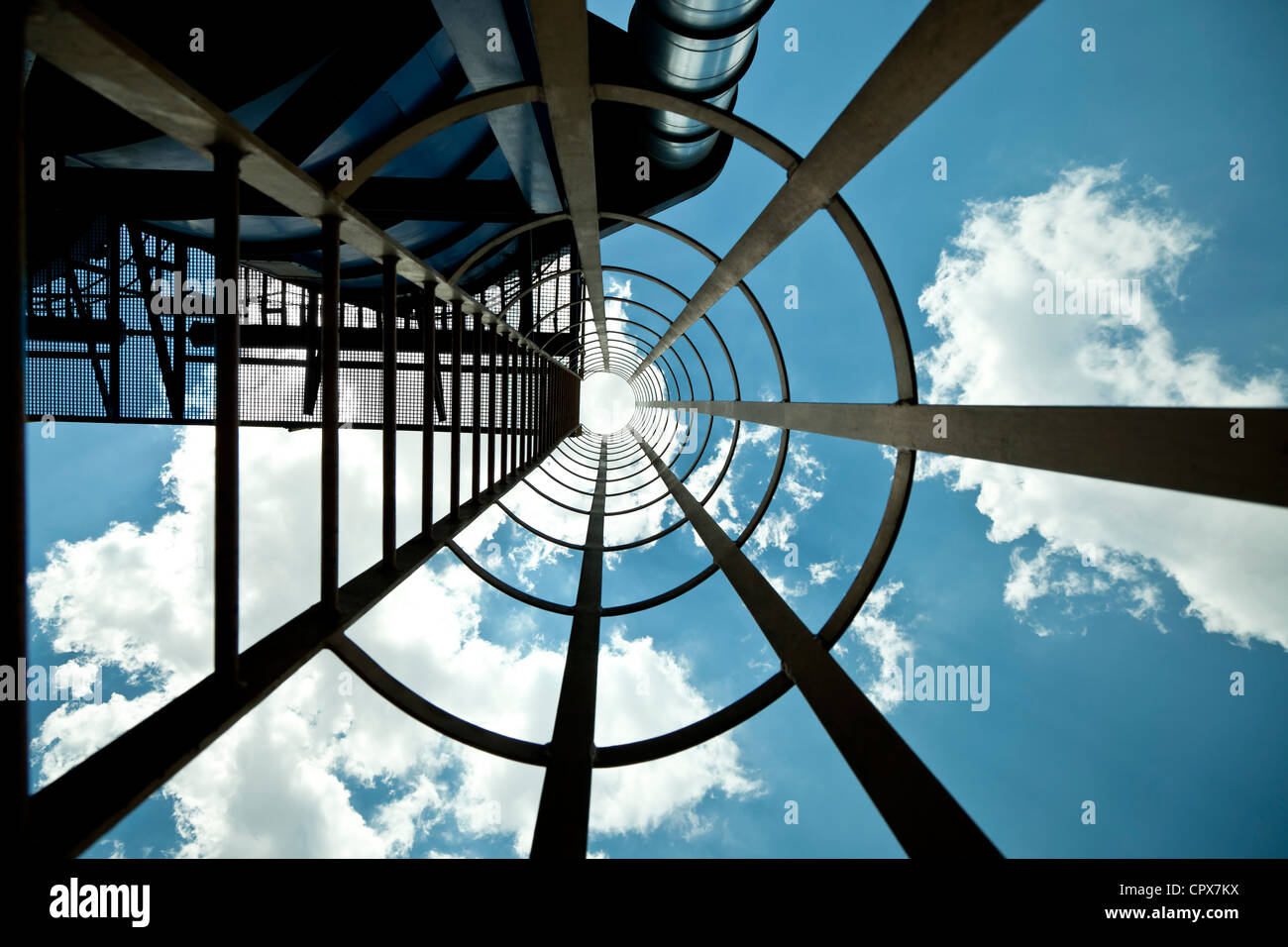 Perspective shot if the inside of a tall ladder Stock Photo - Alamy