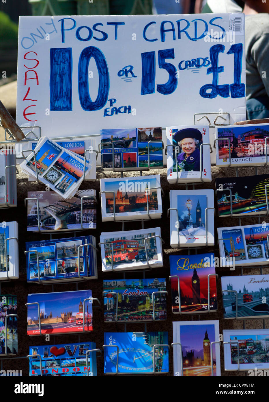 Souvenirs and postcards for sale at a street shop in London Stock Photo ...