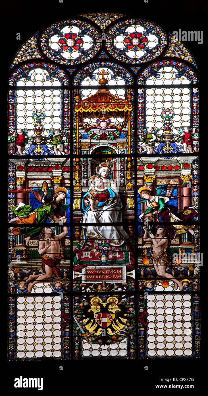 Rome - windowpane from church - Virgin Mary Stock Photo - Alamy