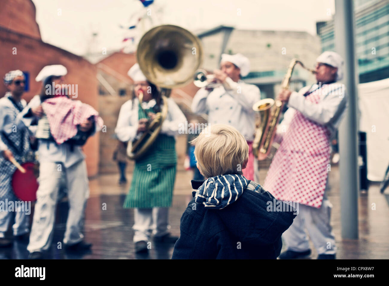 Little boy watching the street entertainment at Liverpool One for the ...