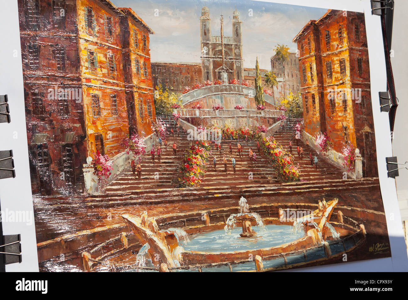Painter's art work for sale Spanish Steps, the Trinità de Monti. Rome ...
