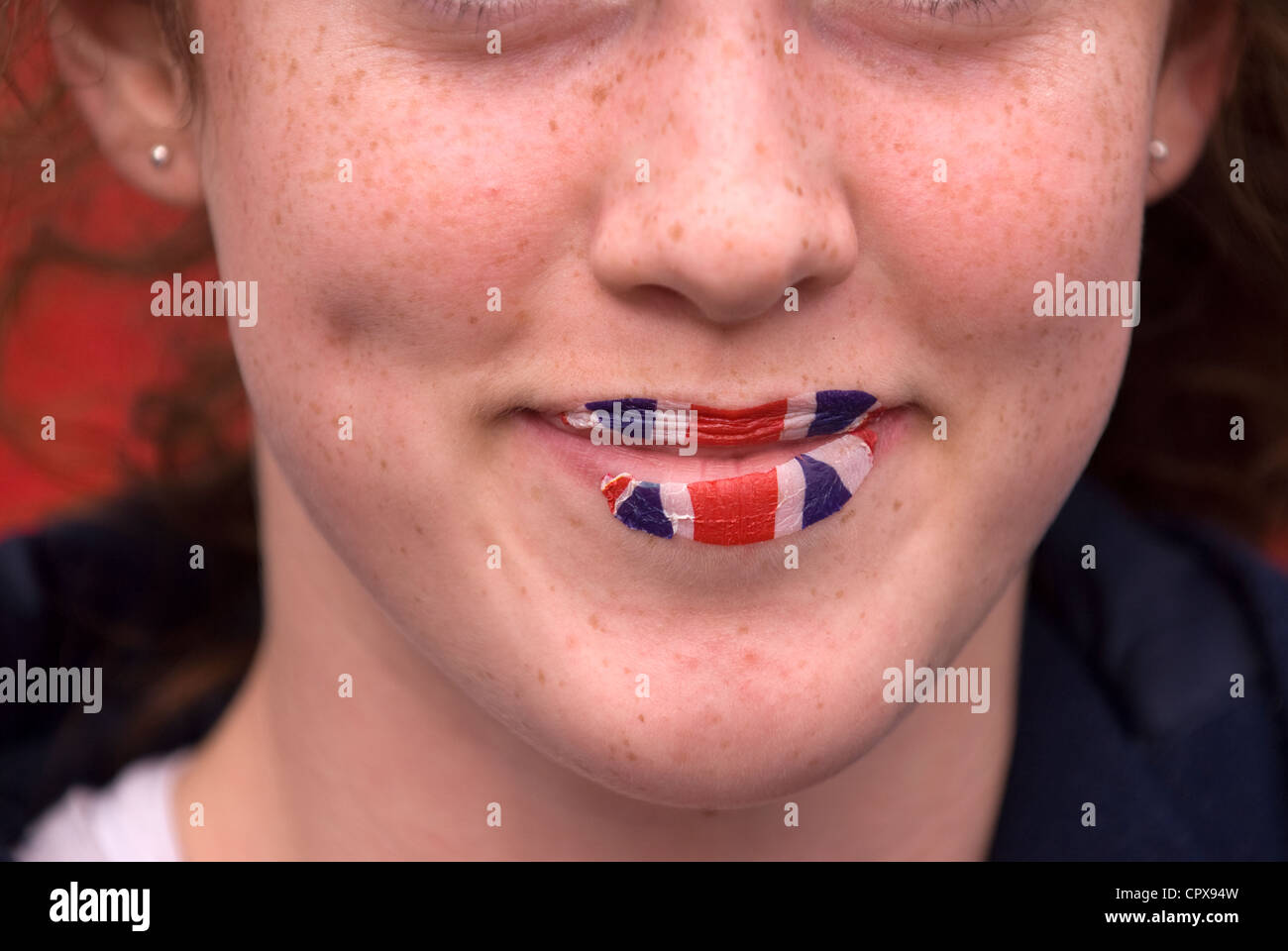 Women Wearing Union Jack Colors High Resolution Stock Photography and ...