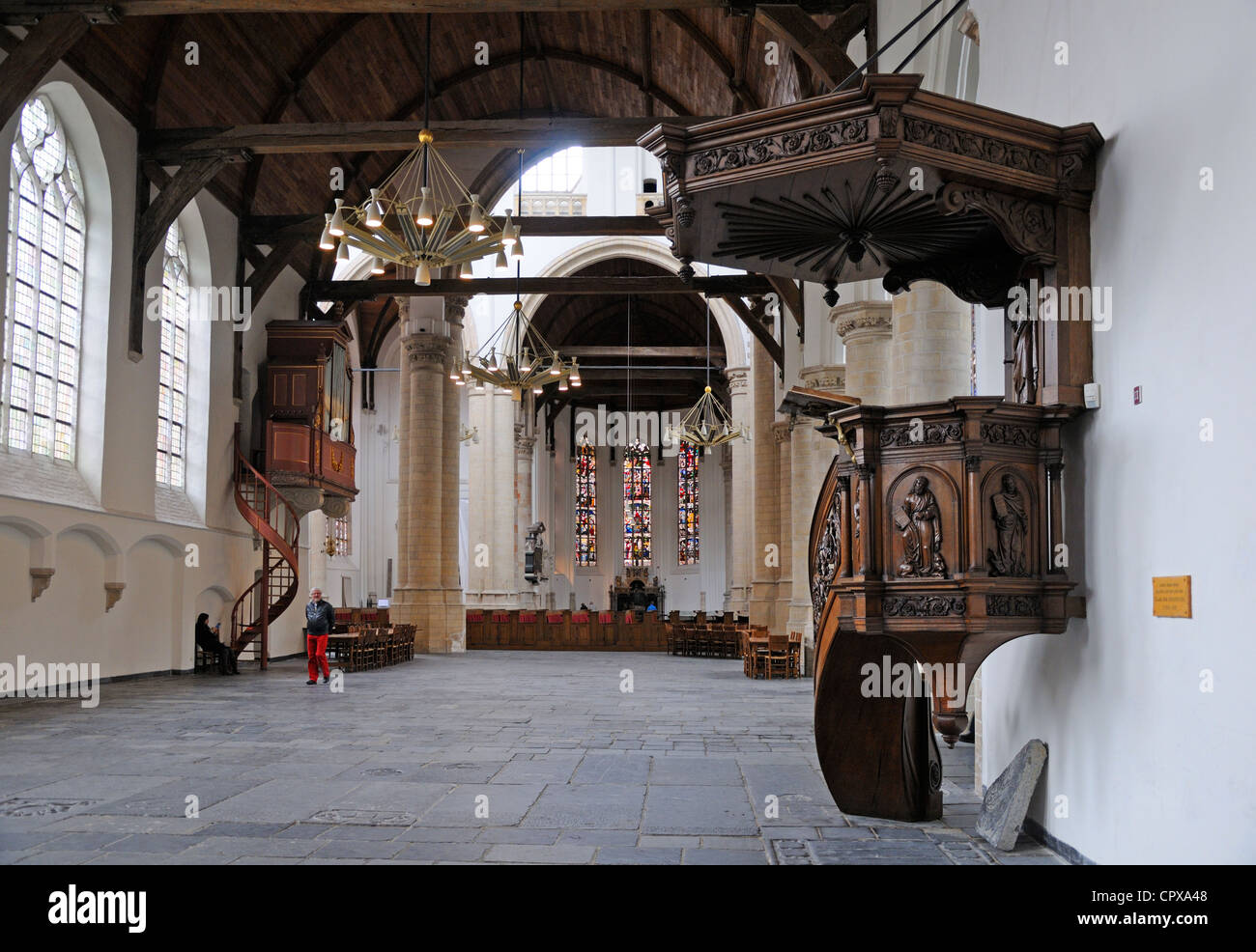 Delft, Netherlands. Oude Kerk ('Old Church' - Gothic) Interior Stock ...
