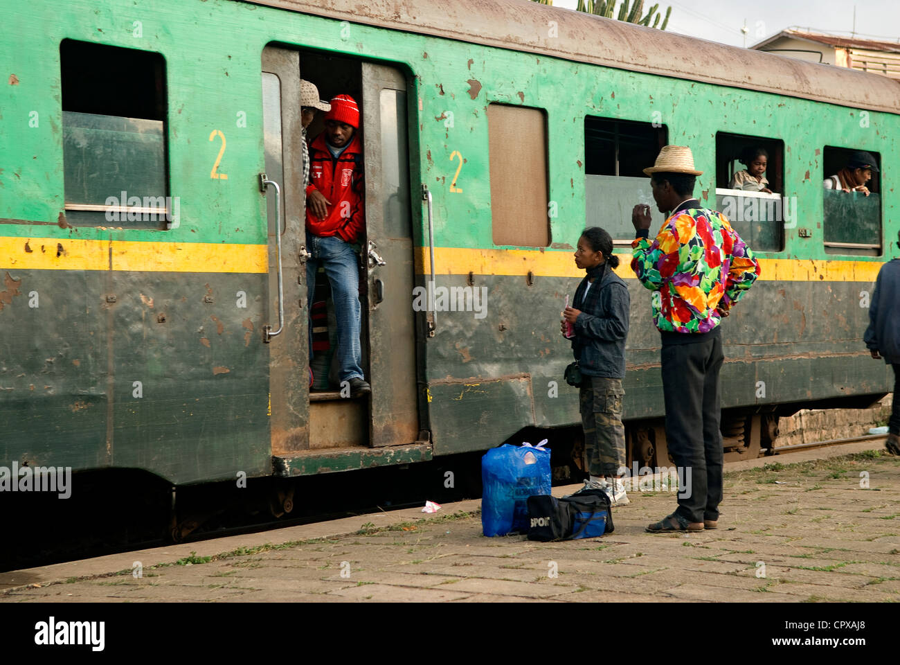 Madagascar, Highlands, gare de Fianarantsoa, train at station before ...