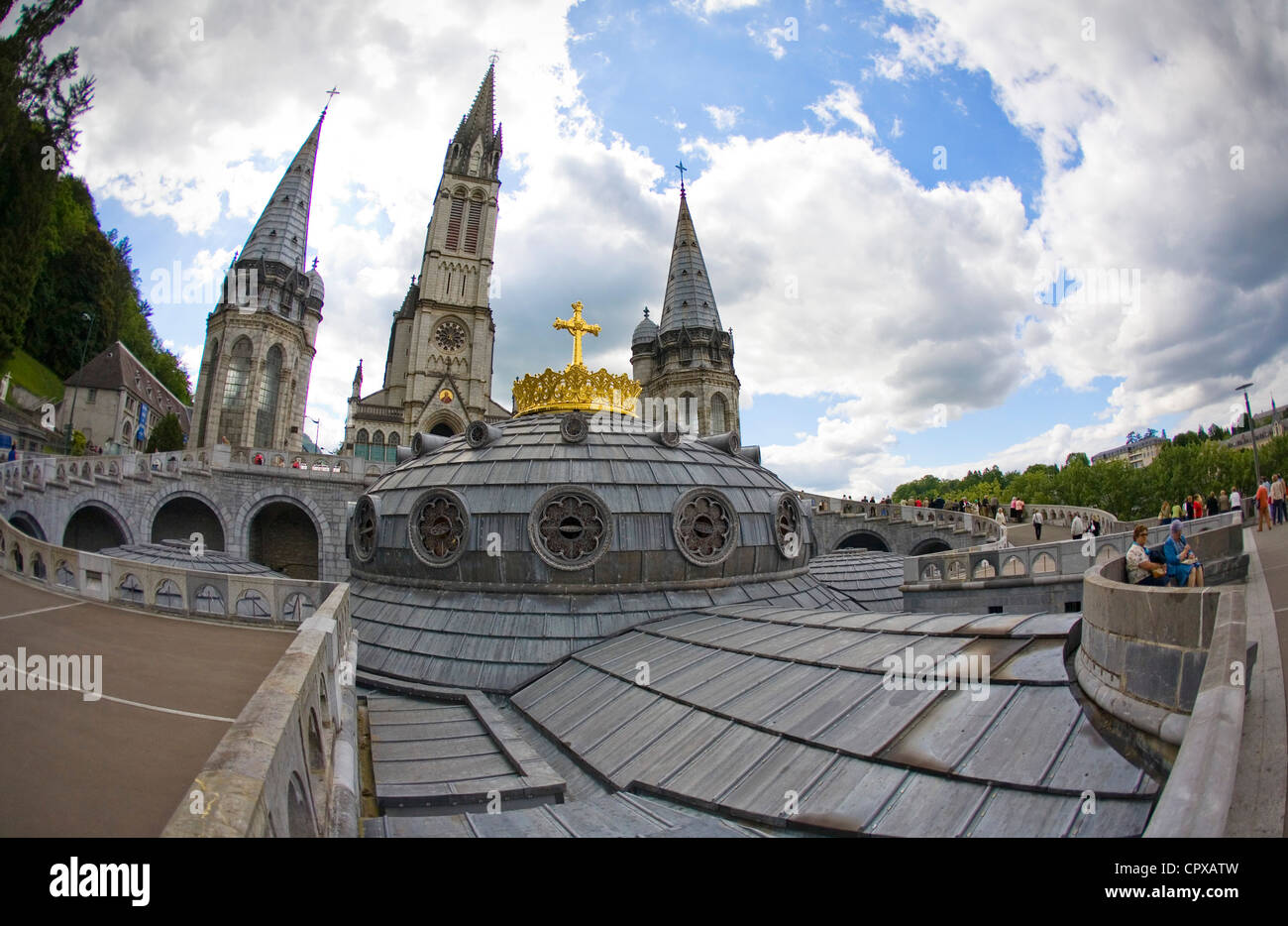 Rooftop of the Rosary Basilica, Lourdes, Midi-Pyrenees, France Stock ...