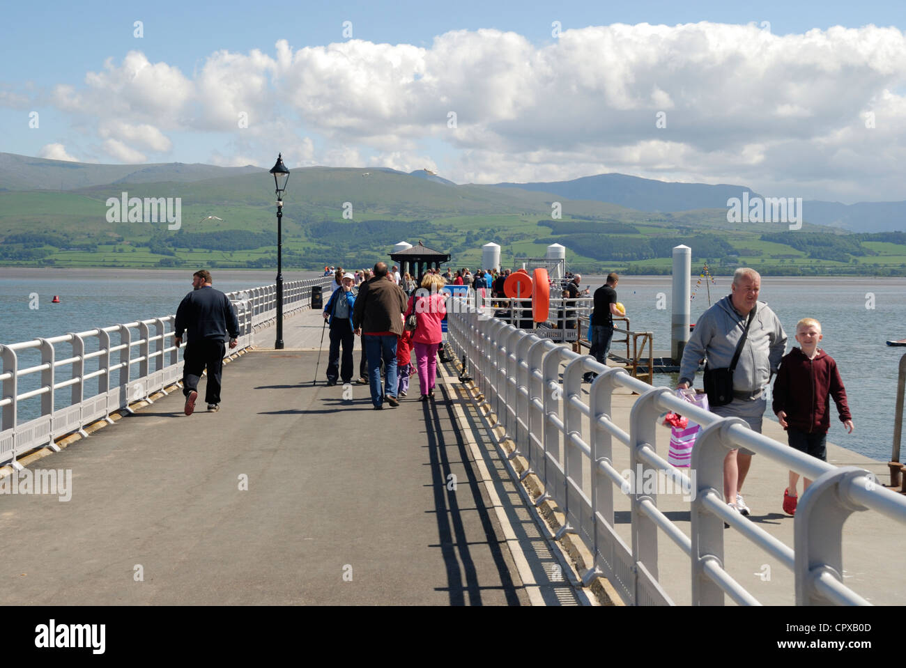 Beaumaris Pier and the Menai Strait, Anglesey, North Wales Stock Photo ...