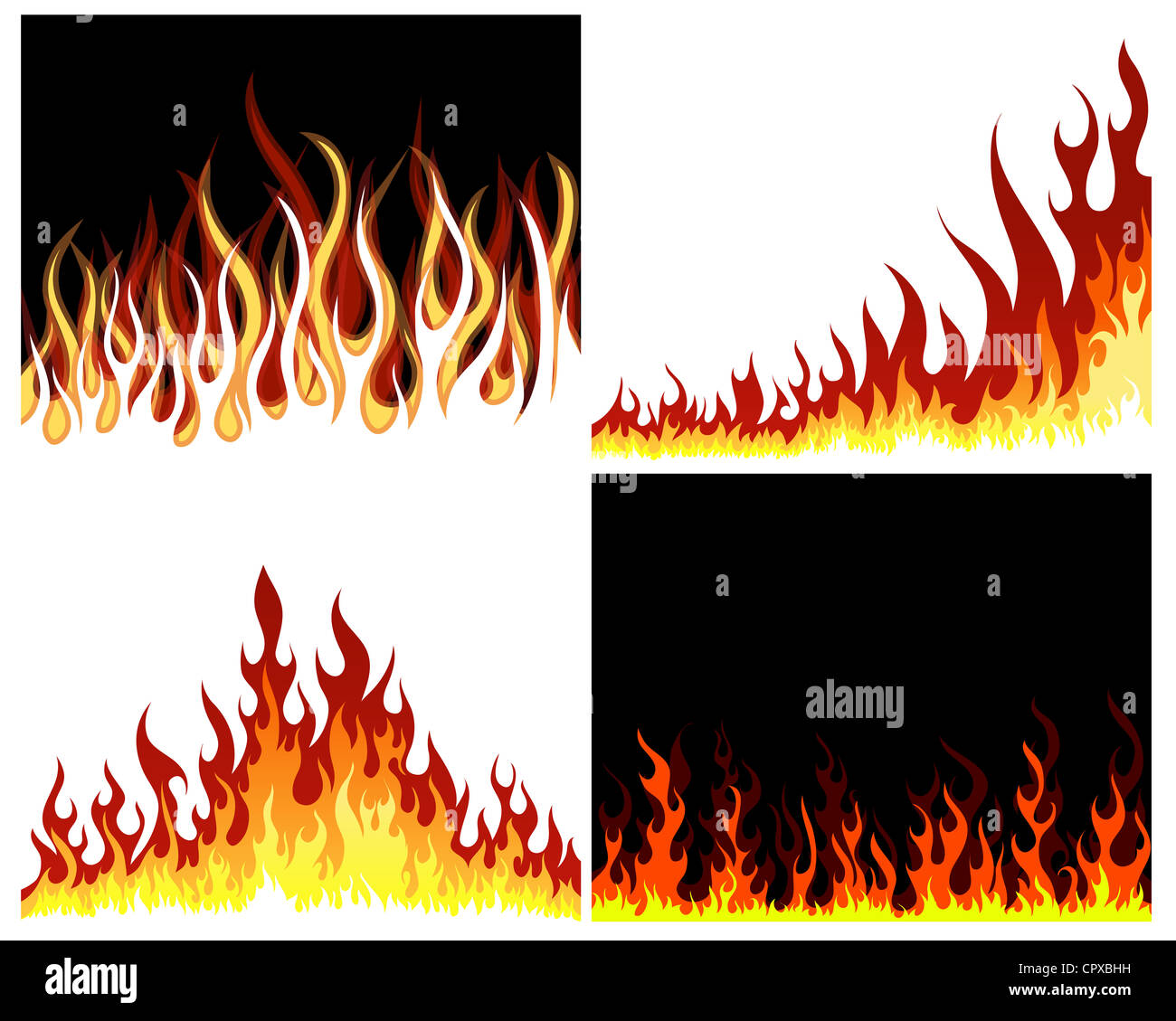 Inferno fire vector background set for design use Stock Photo - Alamy