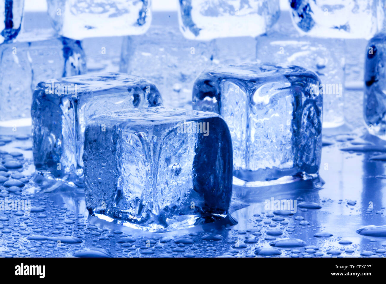 ice cubes in blue background Stock Photo - Alamy