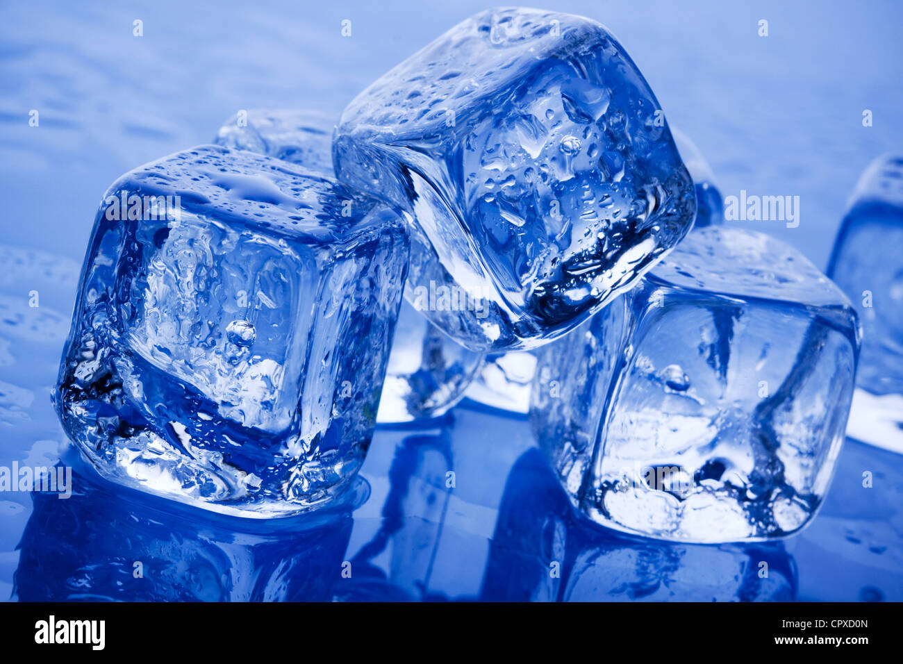 ice cubes in blue background Stock Photo - Alamy