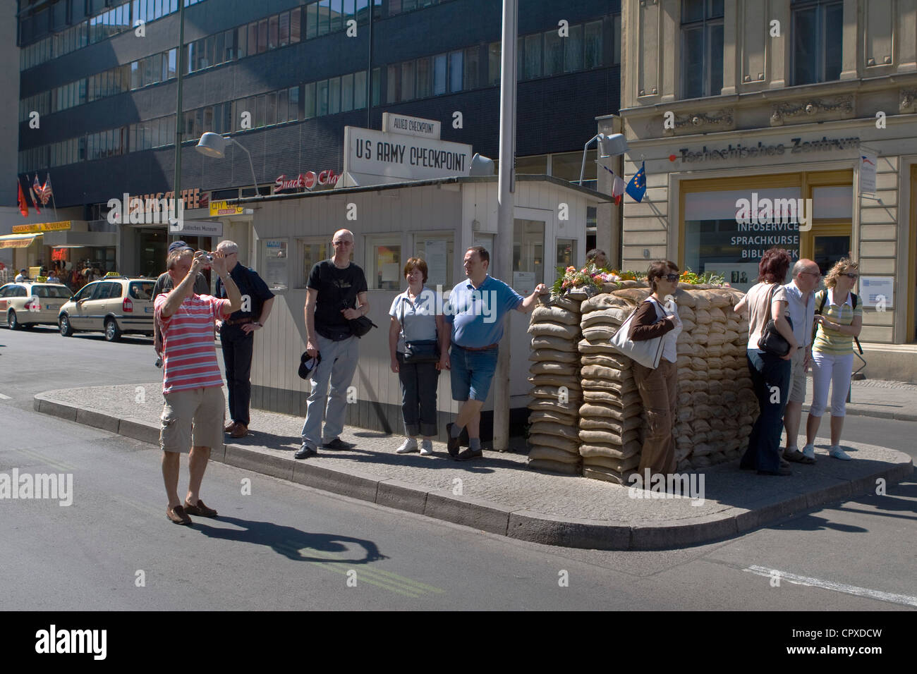 Checkpoint Charlie, the crossing point between East and West Berlin ...