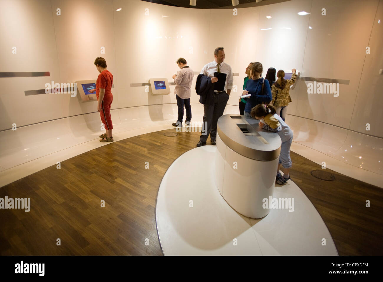 Interactive vehicle design displays inside the Group Forum building of ...